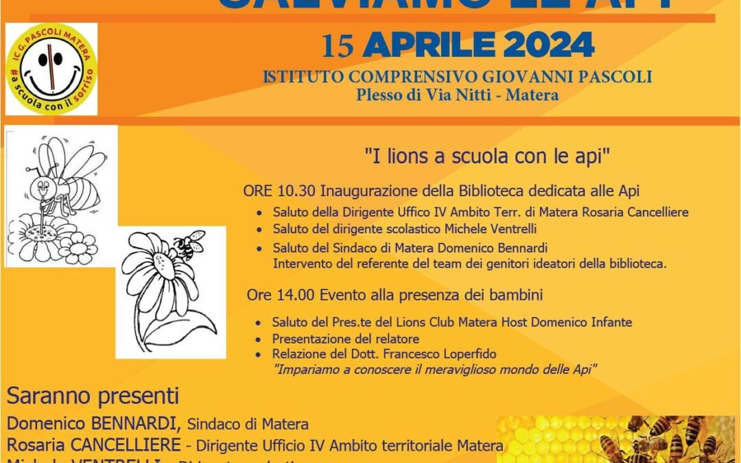 "Salviamo le api", il 15 a Matera nel plesso Nitti dell'I.C. G. Pascoli ...